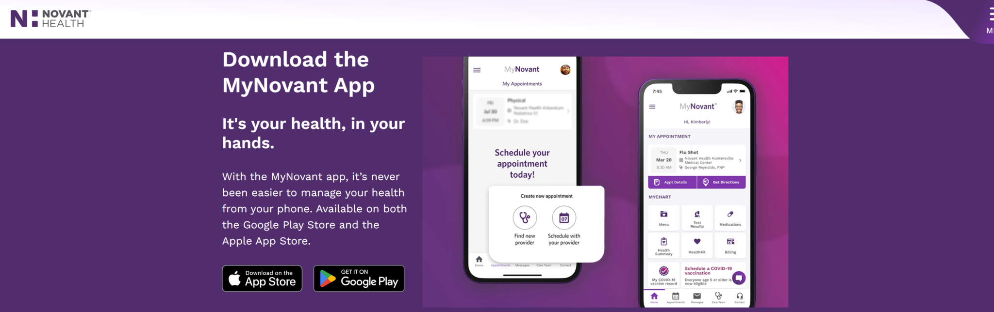 Mobile App - Novant MyChart
